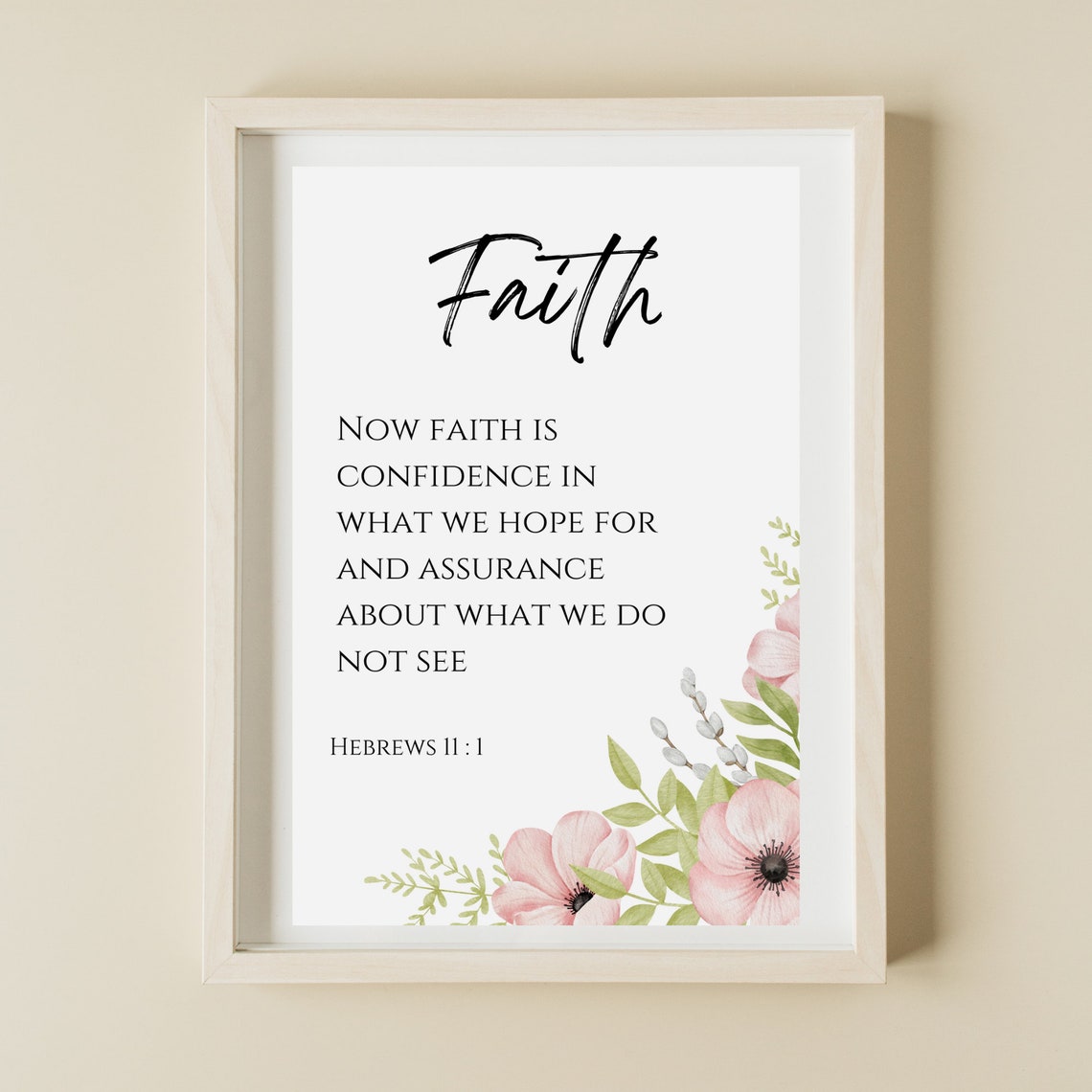 HEBREWS 11:1 Faith Bible Verse Scripture Prints Christian Wall Decor ...