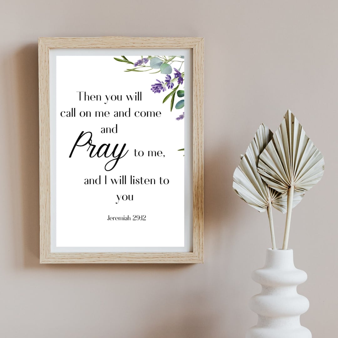 Jeremiah 29:12 Pray Bible Verse Wall Art Scripture Print Download ...