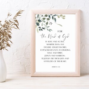 Hebrews 4:12 the Word of God Bible Verse Printable Wall Art Minimalist ...