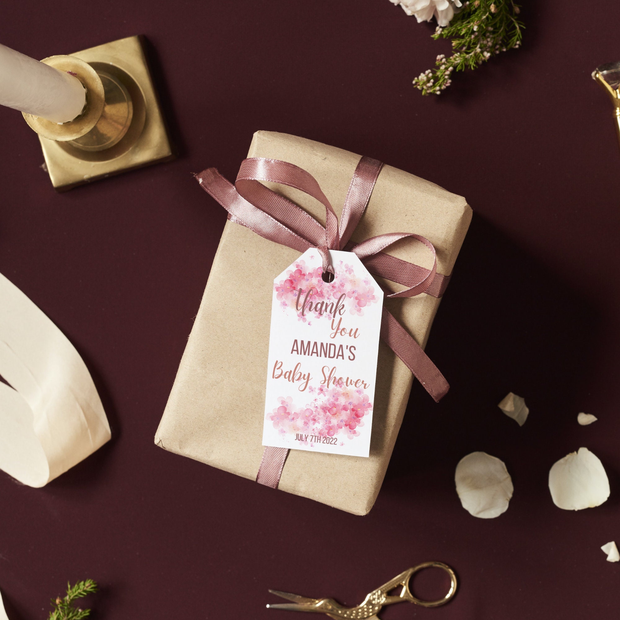 Editable Blush Pink Tag Template, Instant Download Thank You Favor Tag ...