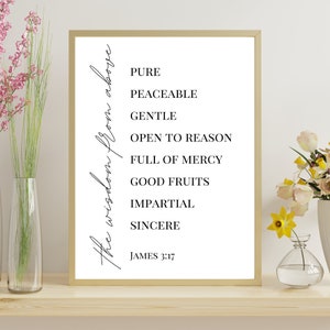 James 3:17 Wisdom Bible Verse Wall Art Printable Minimalistic Verse ...