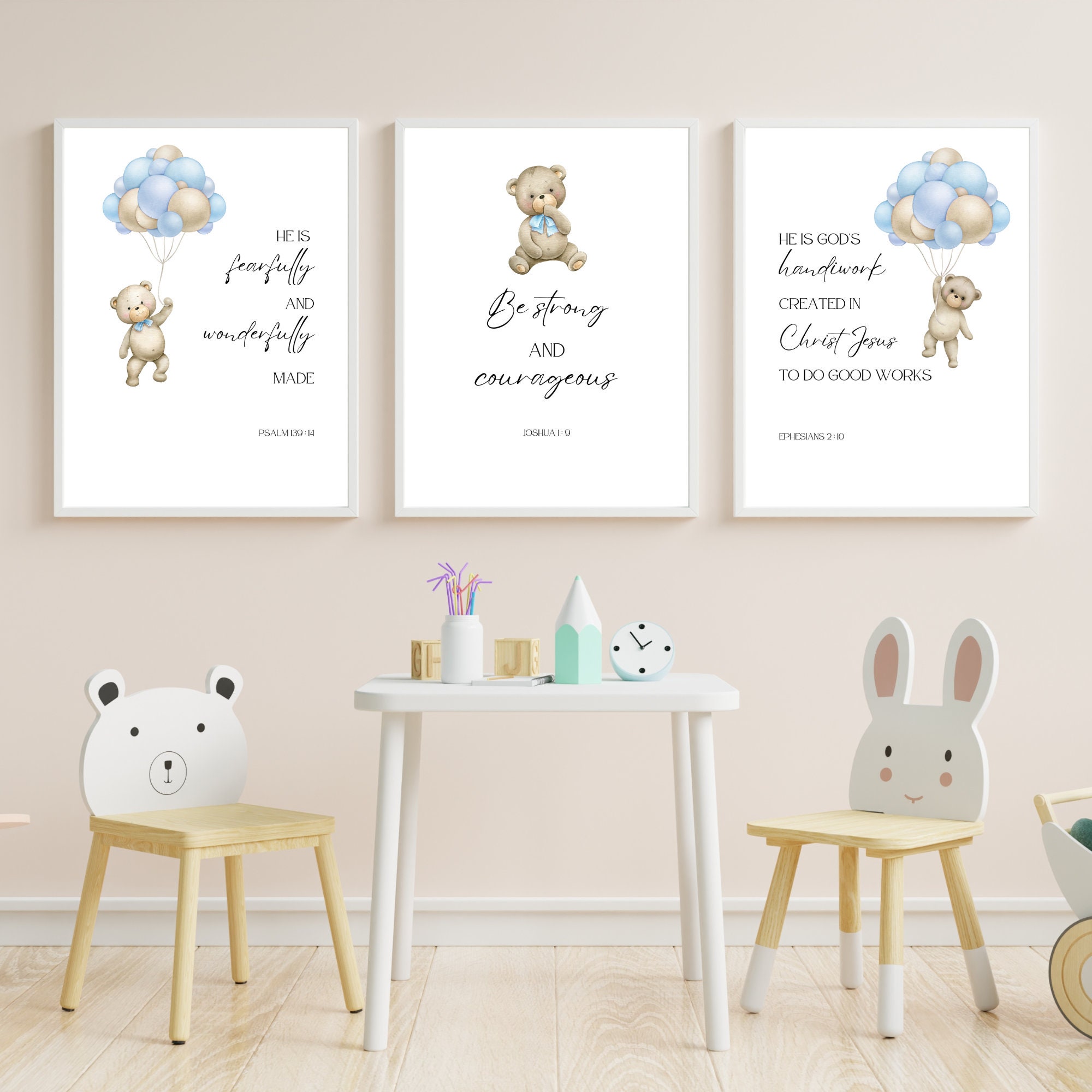 Christian Bears Nursery Art Set: Bible Verse Prints (digital Download ...