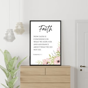 HEBREWS 11:1 Faith Bible Verse Scripture Prints Christian Wall Decor ...
