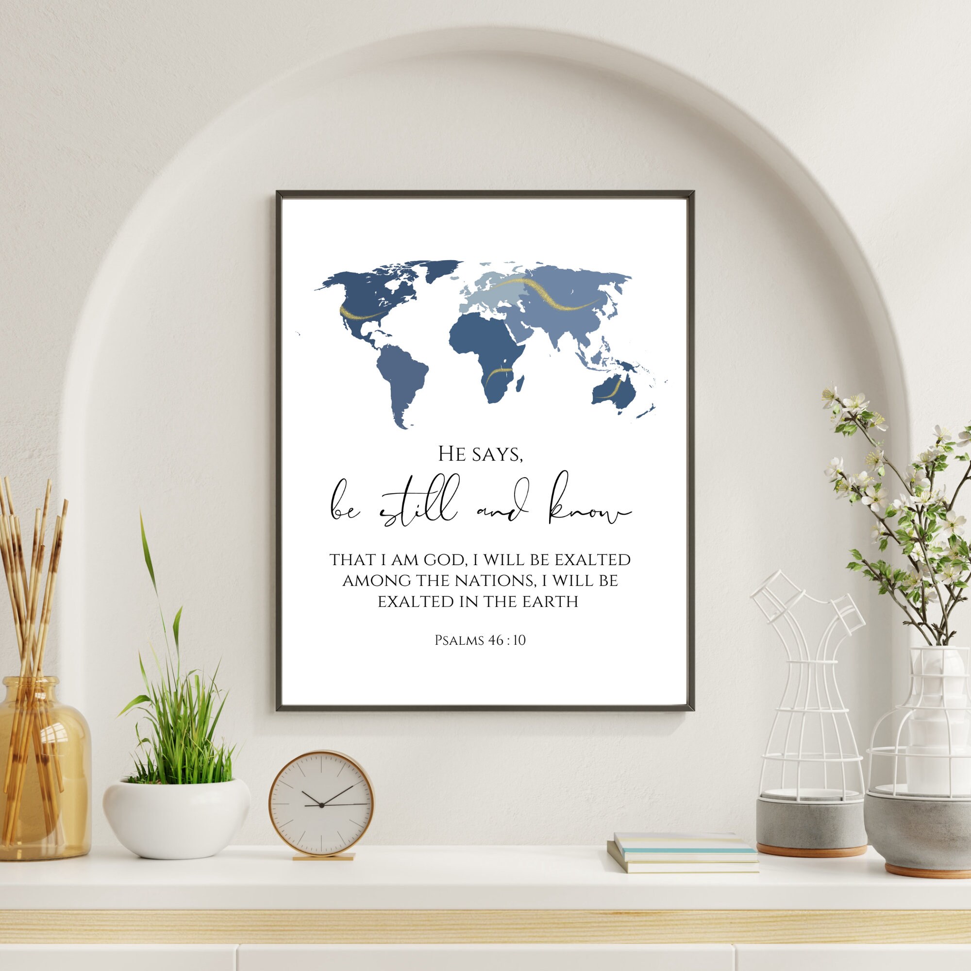 World Map Bible Verse Art Prints: Psalms Set of 3 (digital Download ...