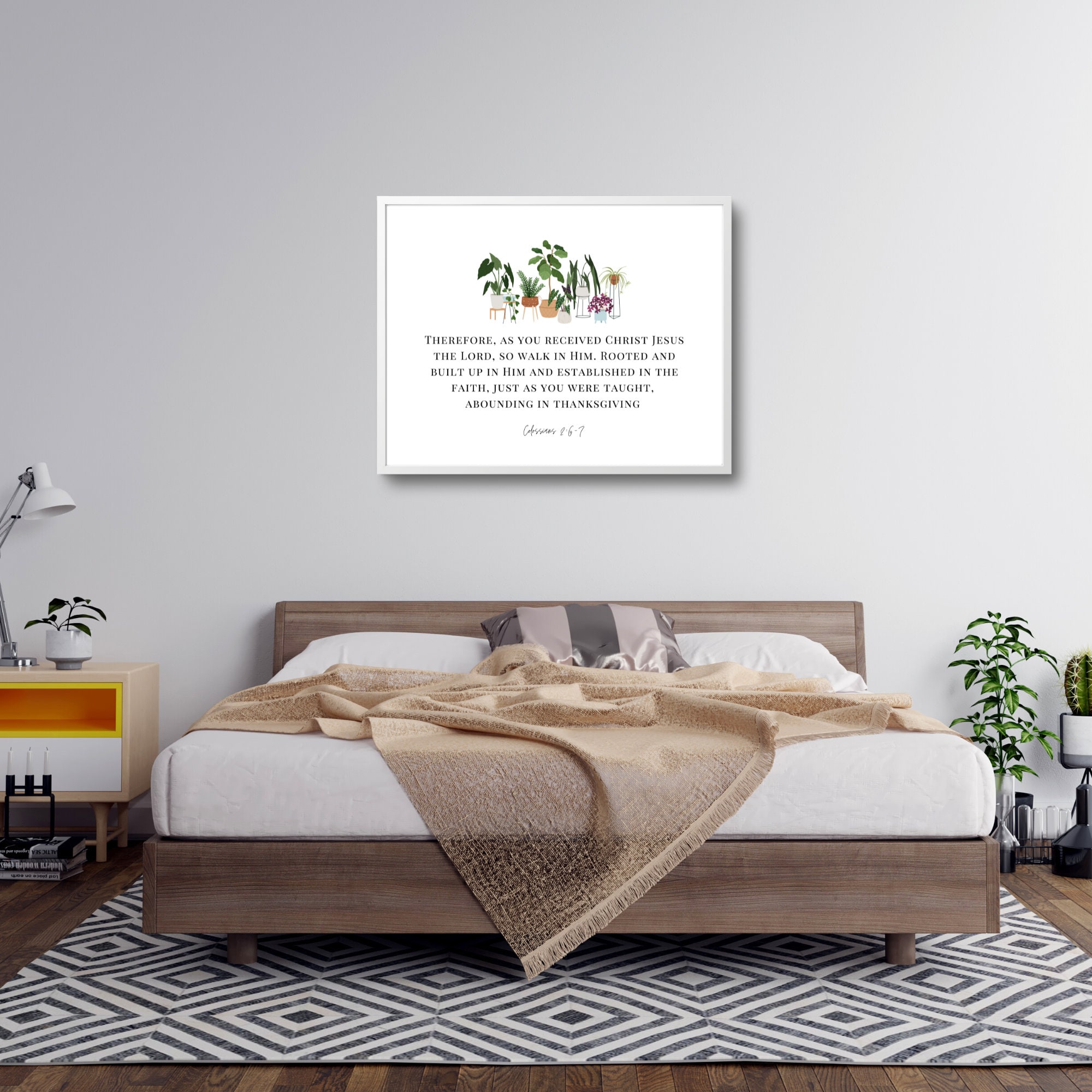 Colossians 2:6-7 Printable Minimalistic Verse Horizontal Christian Wall ...