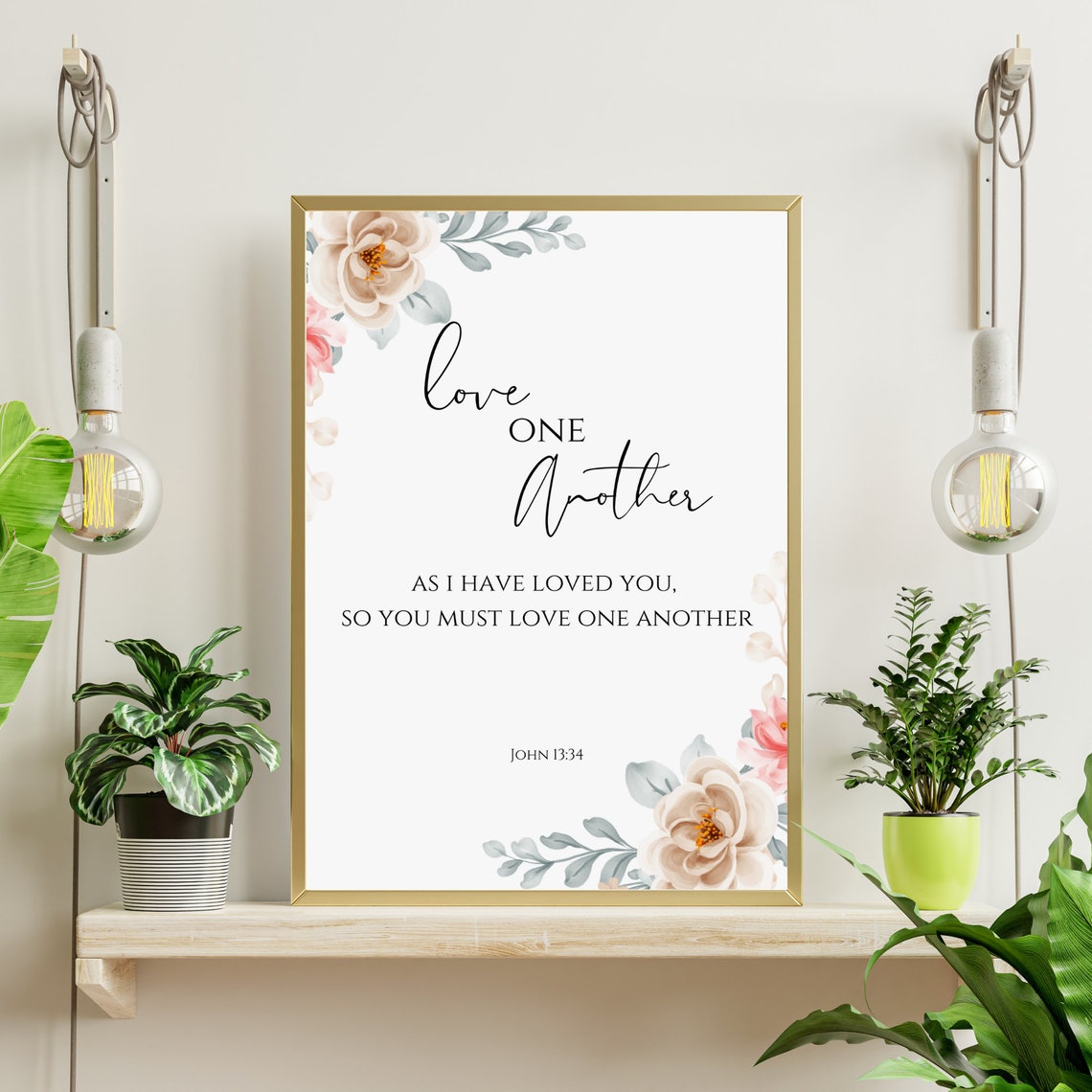 John 13:34 Love One Another Bible Verse Print Wedding Christian Wall ...