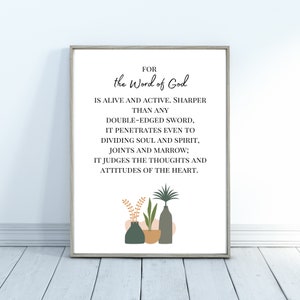 Hebrews 4:12 the Word of God Bible Verse Printable Wall Art Minimalist ...