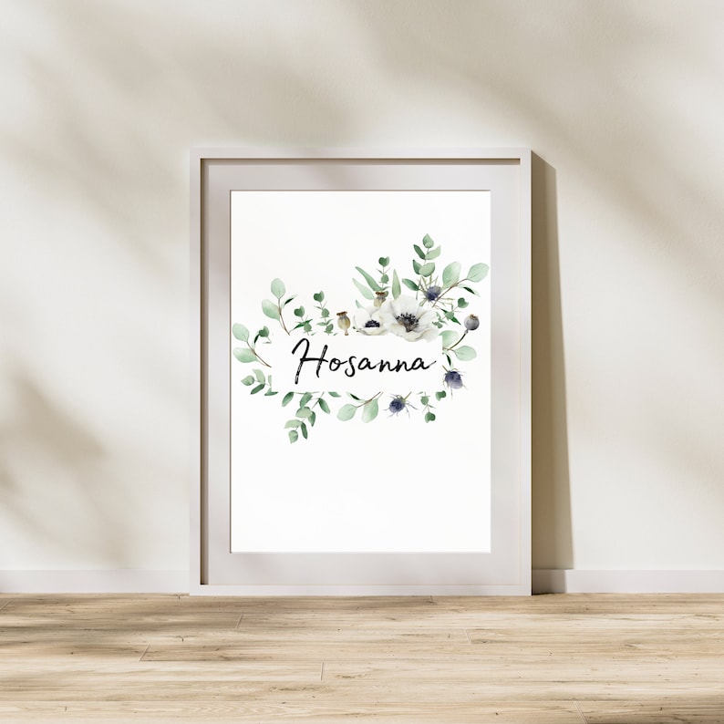 Palm Sunday Wall Art Greenery Art Easter Bible Verse Hosanna Printable ...