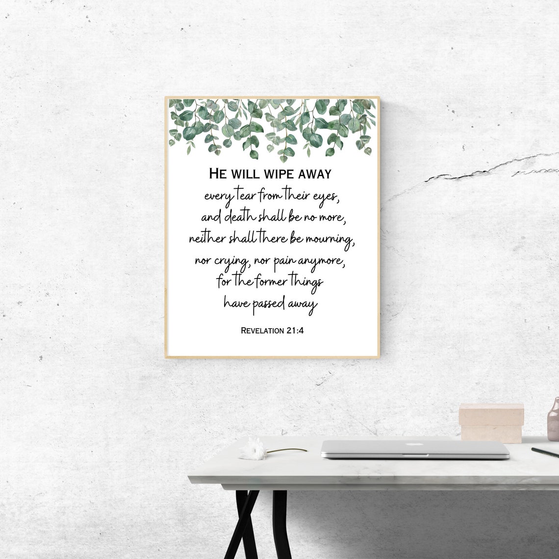 Revelation 21:4 He Will Wipe Away Bible Verse Wall Art Printable ...