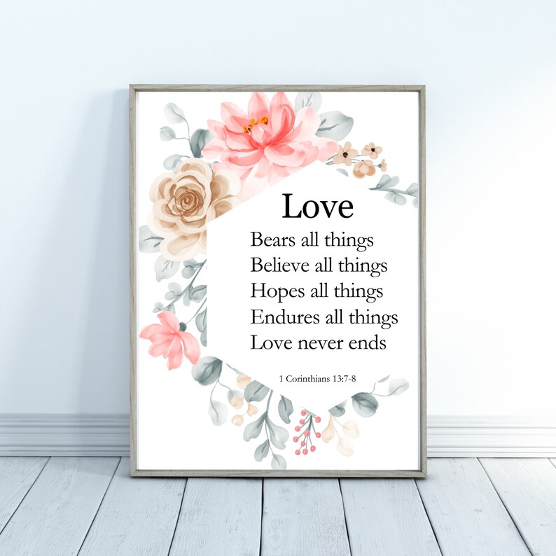 Floral Love Bible Verse Printable Wall Art (digital Download) - Etsy