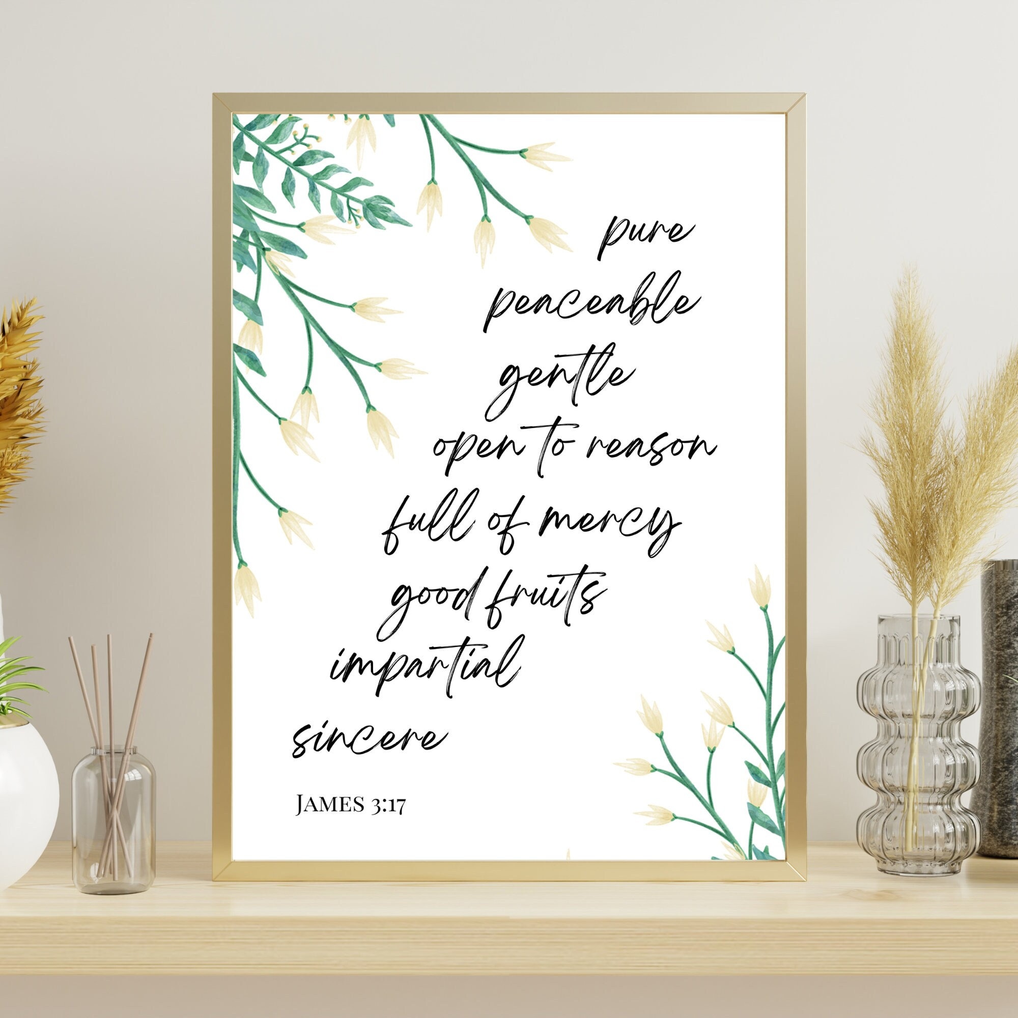 James 3:17 Wisdom Bible Verse Wall Art Printable Minimalistic Verse ...