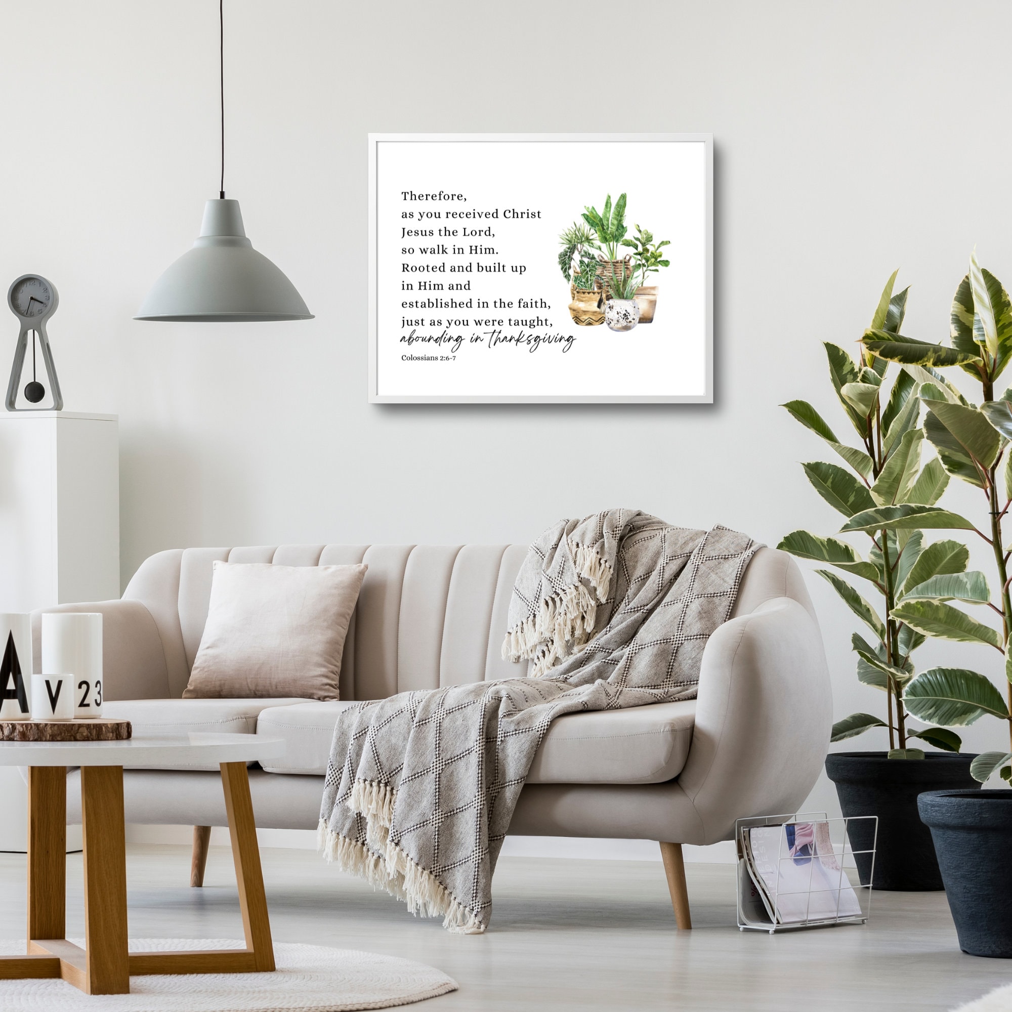 Colossians 2:6-7 Printable Minimalistic Verse Horizontal Christian Wall ...