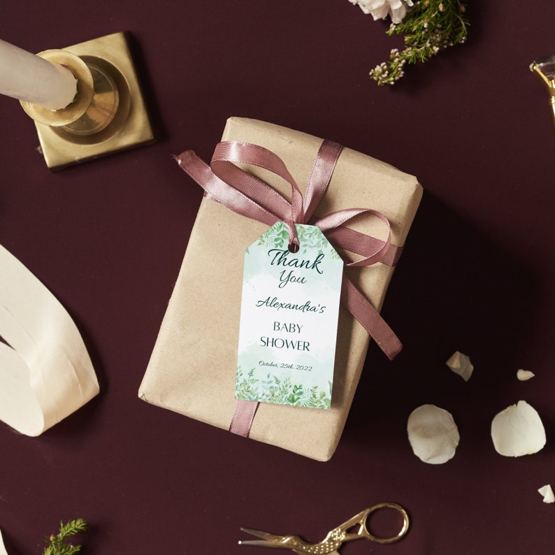 Editable Thank You Favor Tag Template, Instant Download Greenery Baby ...