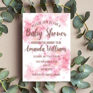 Baby Shower Invitation, Hello Baby, Floral Baby Shower Invitation, Pink ...