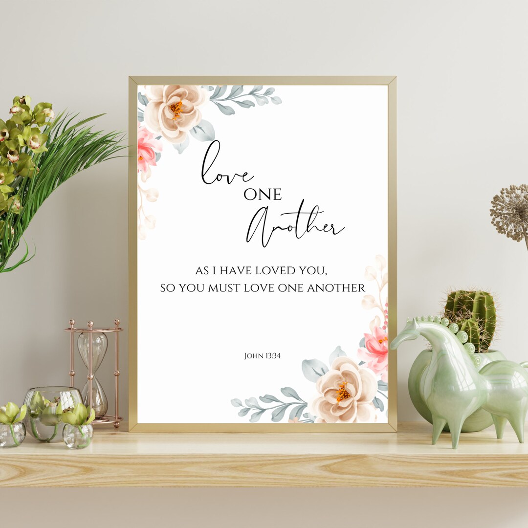 John 13:34 Love One Another Bible Verse Print Wedding Christian Wall ...
