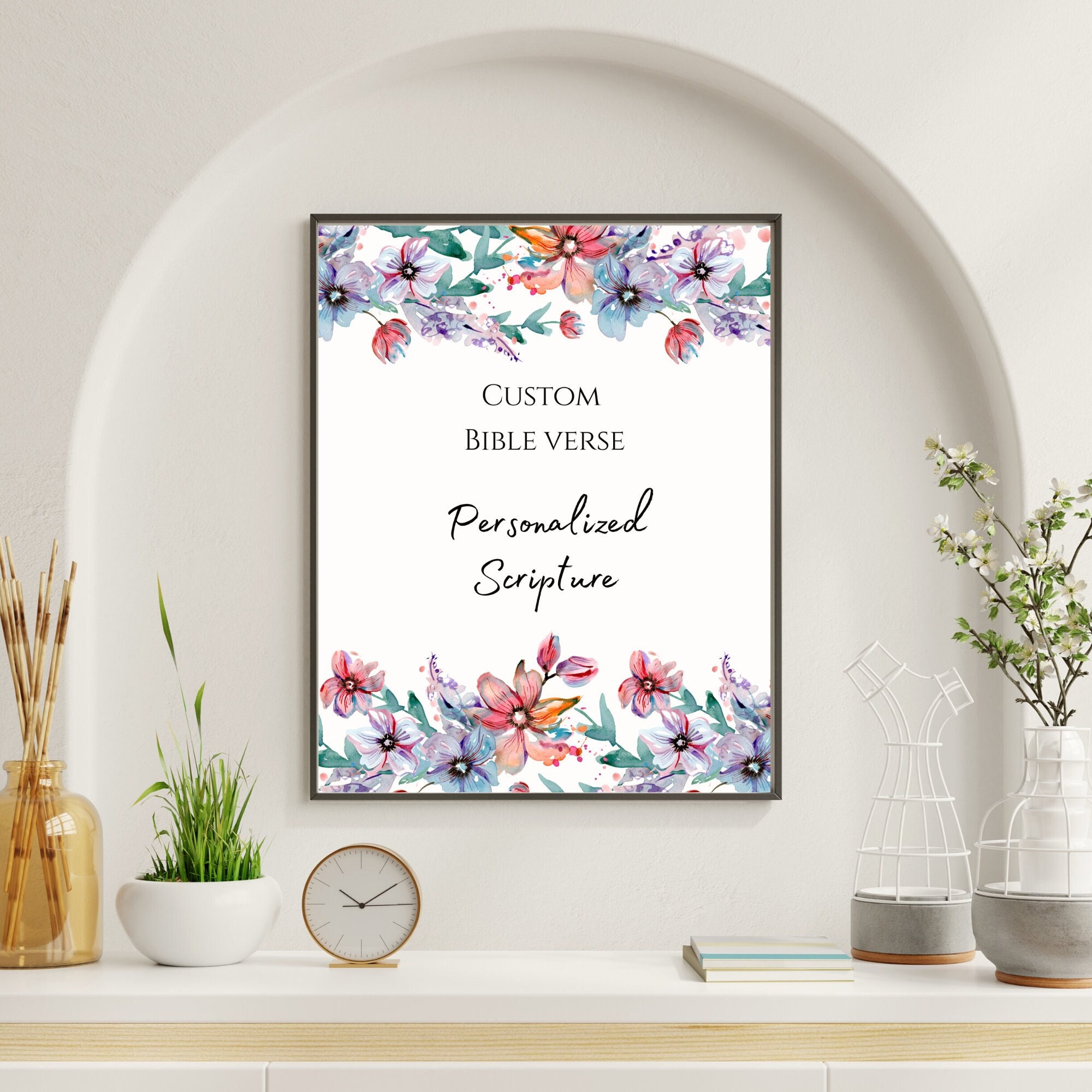 Personalized Bible Verse Printable: Custom Scripture Floral Design ...