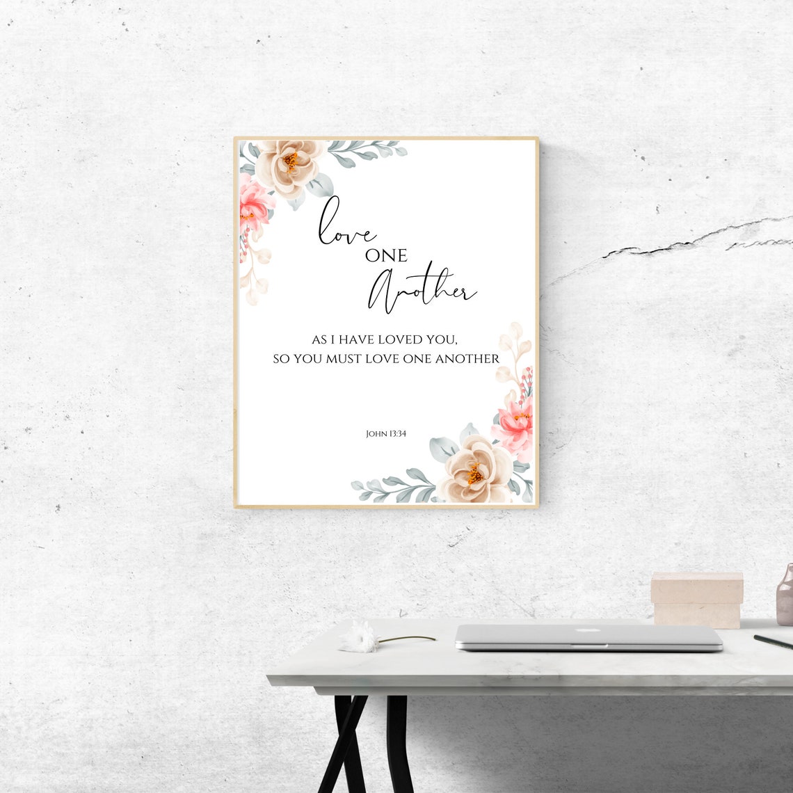 John 13:34 Love One Another Bible Verse Print Wedding Christian Wall ...