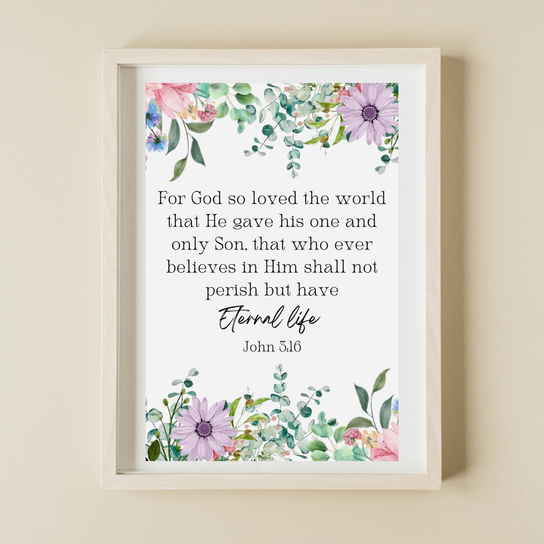 John 3:16 for God so Loved the World Bible Verse Wall Art Printable ...