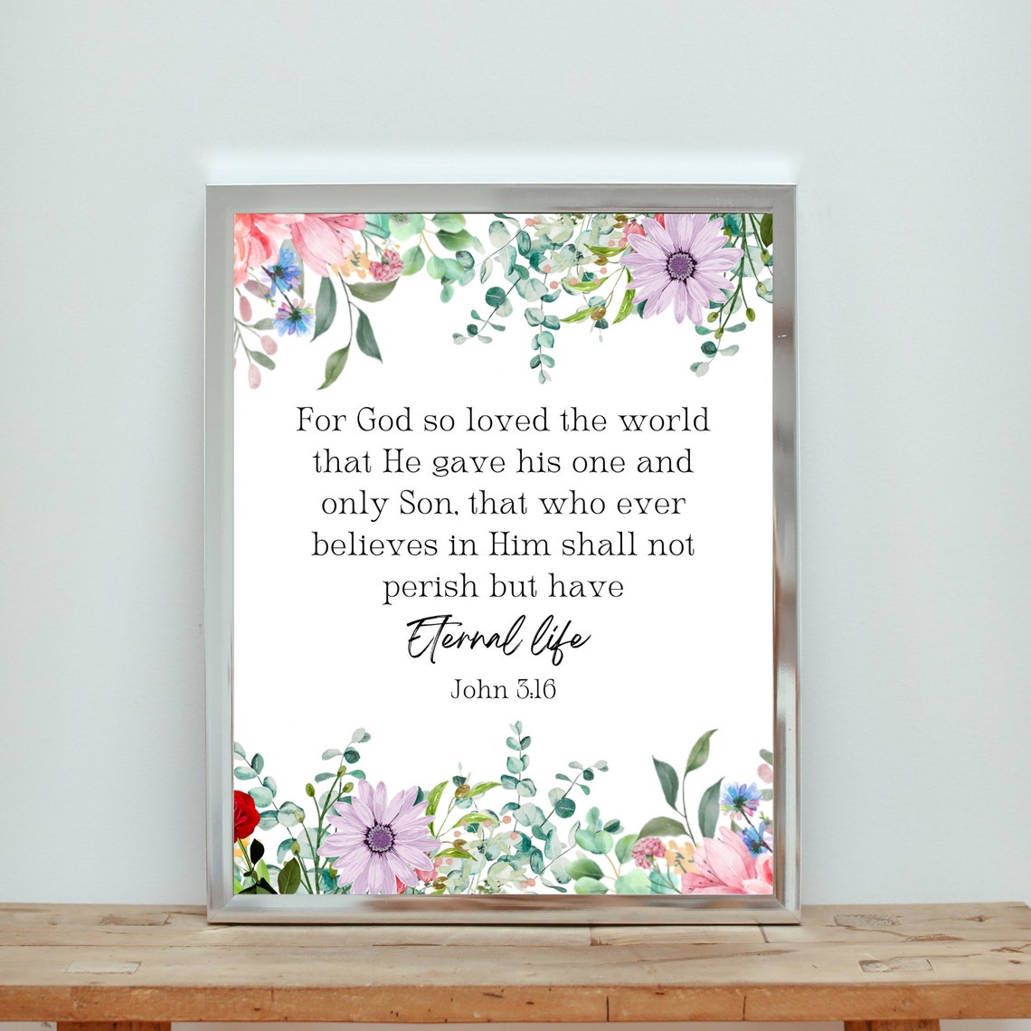 John 3:16 for God so Loved the World Bible Verse Wall Art Printable ...