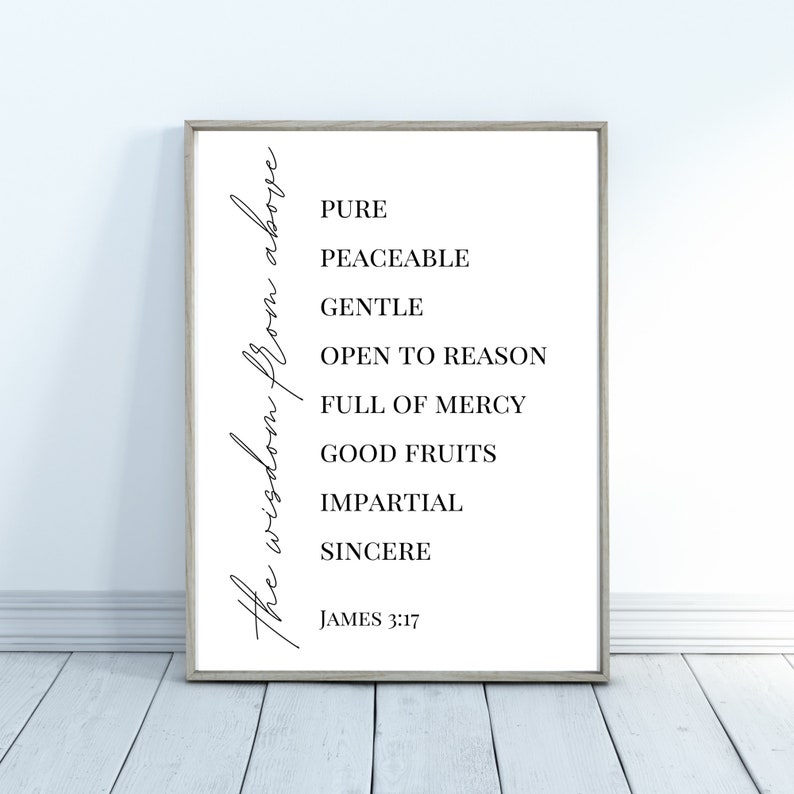 James 3:17 Wisdom Bible Verse Wall Art Printable Minimalistic Verse ...