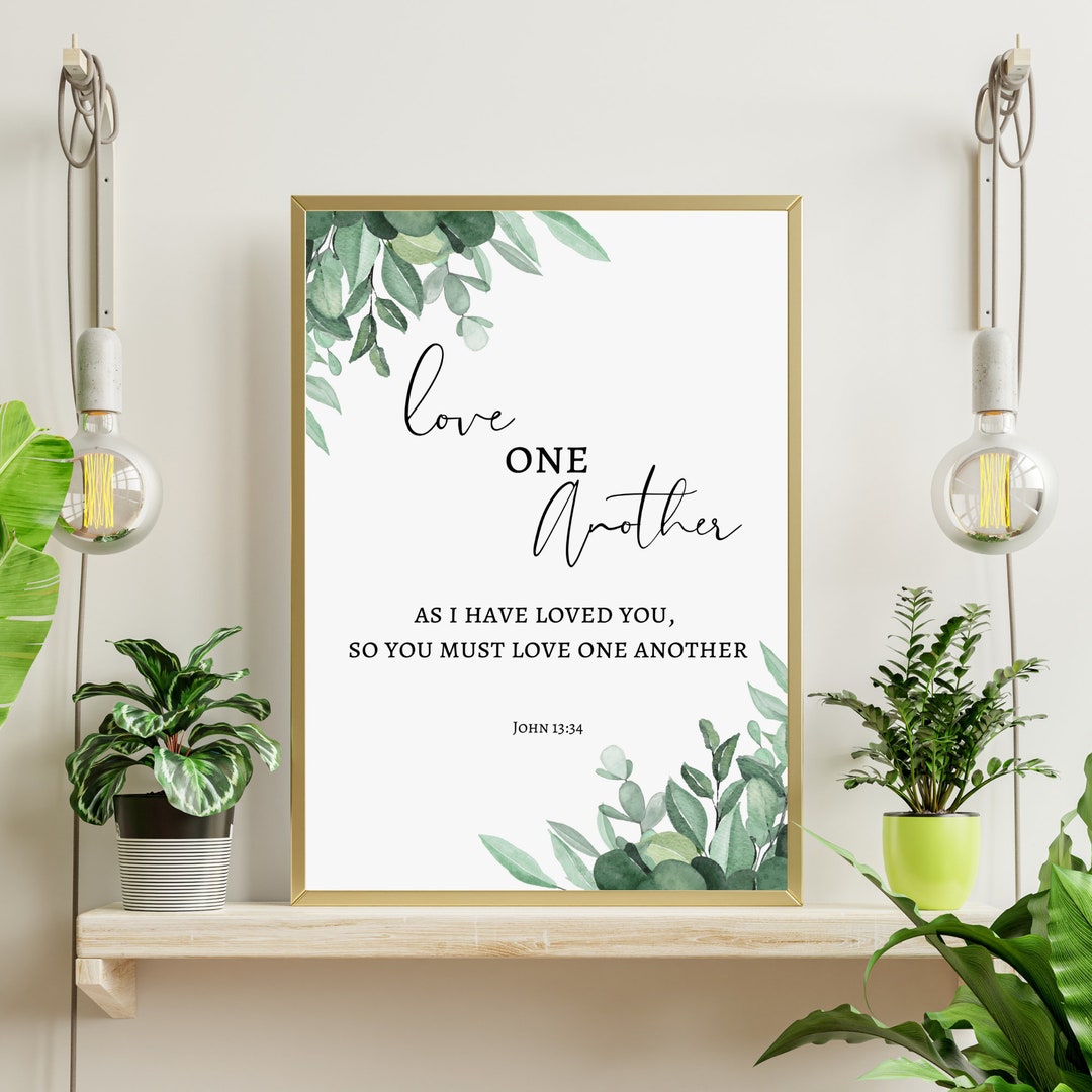John 13:34 Love One Another Bible Verse Print Wedding Christian Wall ...
