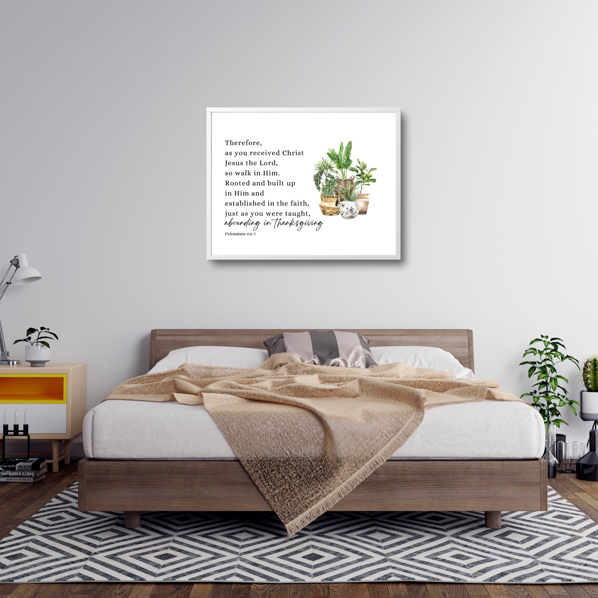 Colossians 2:6-7 Printable Minimalistic Verse Horizontal Christian Wall ...
