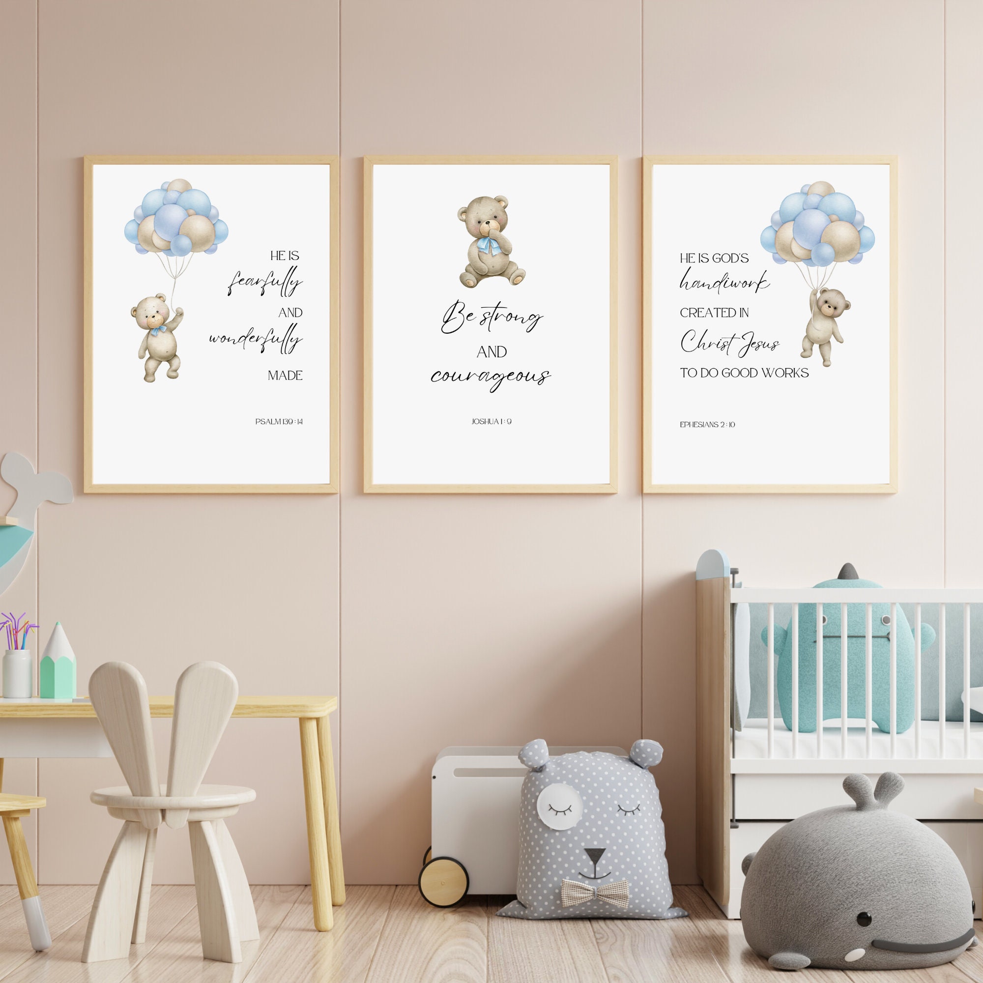 Christian Bears Nursery Art Set: Bible Verse Prints (digital Download ...