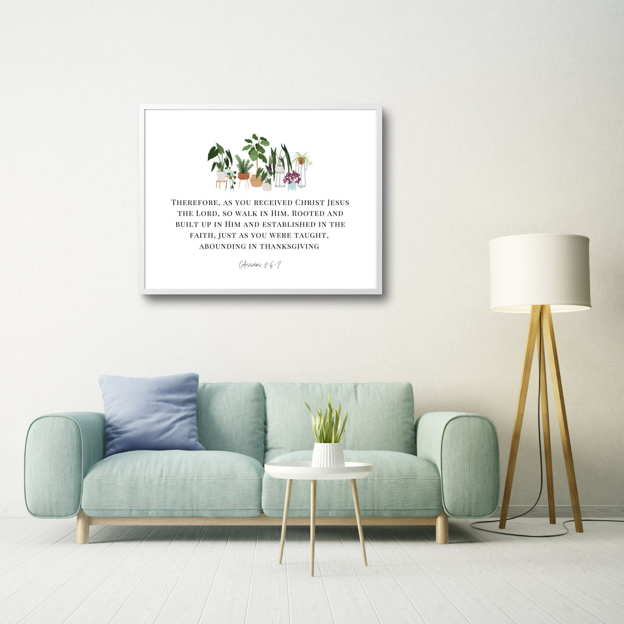 Colossians 2:6-7 Printable Minimalistic Verse Horizontal Christian Wall ...
