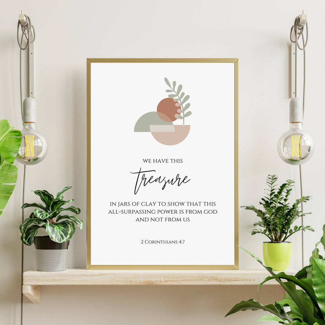 2 Corinthians 4:7 Treasure Bible Verse Scripture Minimalist Prints ...