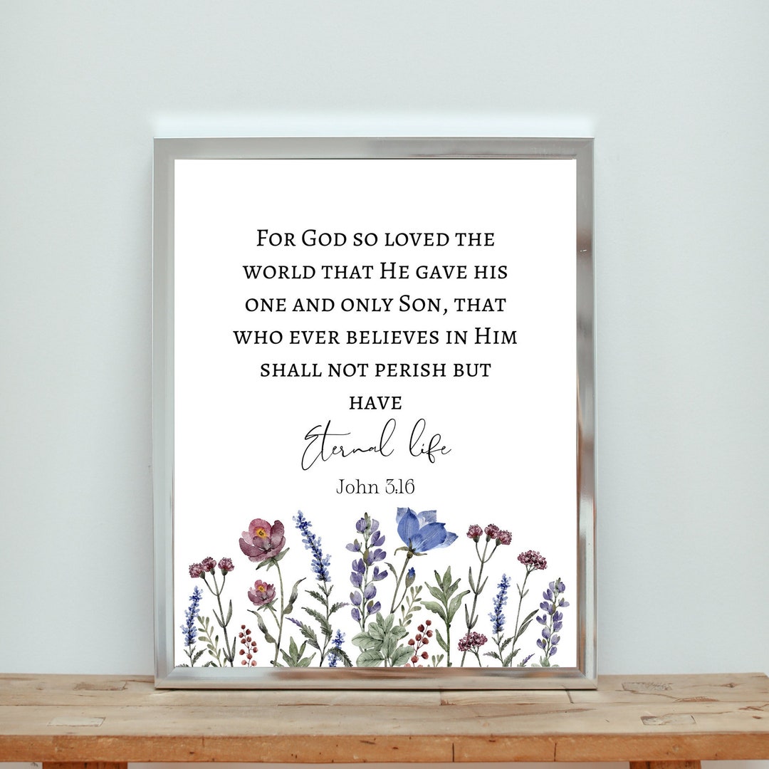 John 3:16 for God so Loved the World Bible Verse Wall Art Printable ...