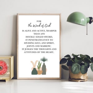 Hebrews 4:12 the Word of God Bible Verse Printable Wall Art Minimalist ...