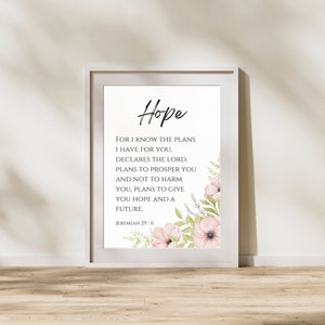 JEREMIAH 29: 11 for I Know the Plans I Have for You Hope Bible Verse ...