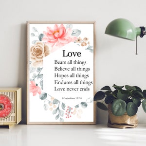 Floral Love Bible Verse Printable Wall Art (digital Download) - Etsy