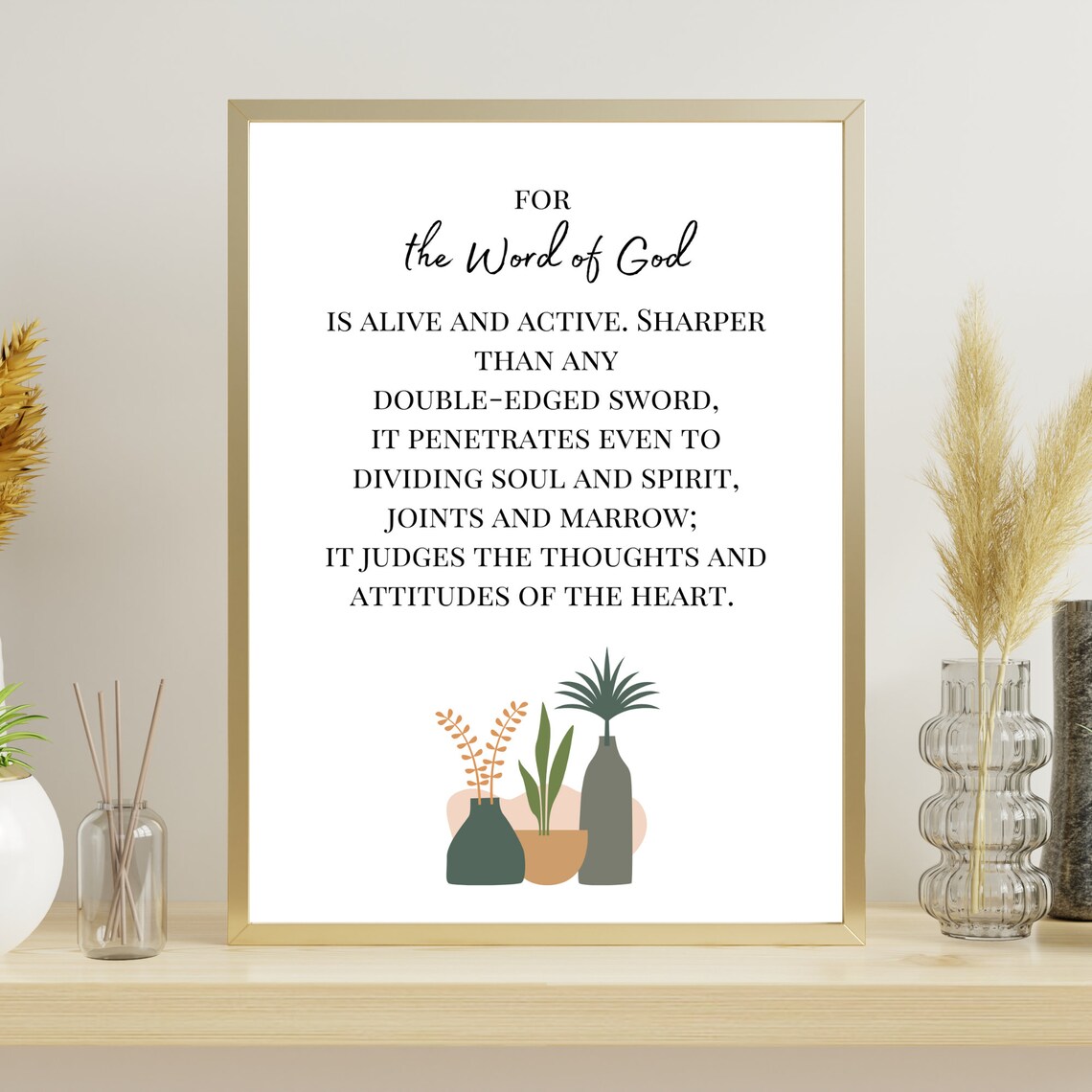 Hebrews 4:12 the Word of God Bible Verse Printable Wall Art Minimalist ...