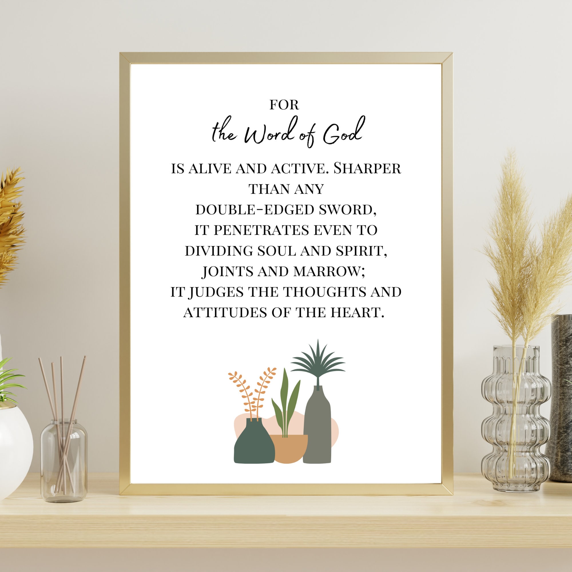 Hebrews 4:12 the Word of God Bible Verse Printable Wall Art Minimalist ...