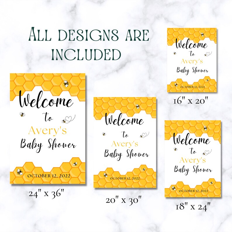 Bee Baby Shower Welcome Sign Bee Gender Reveal Mommy to Bee Welcome ...