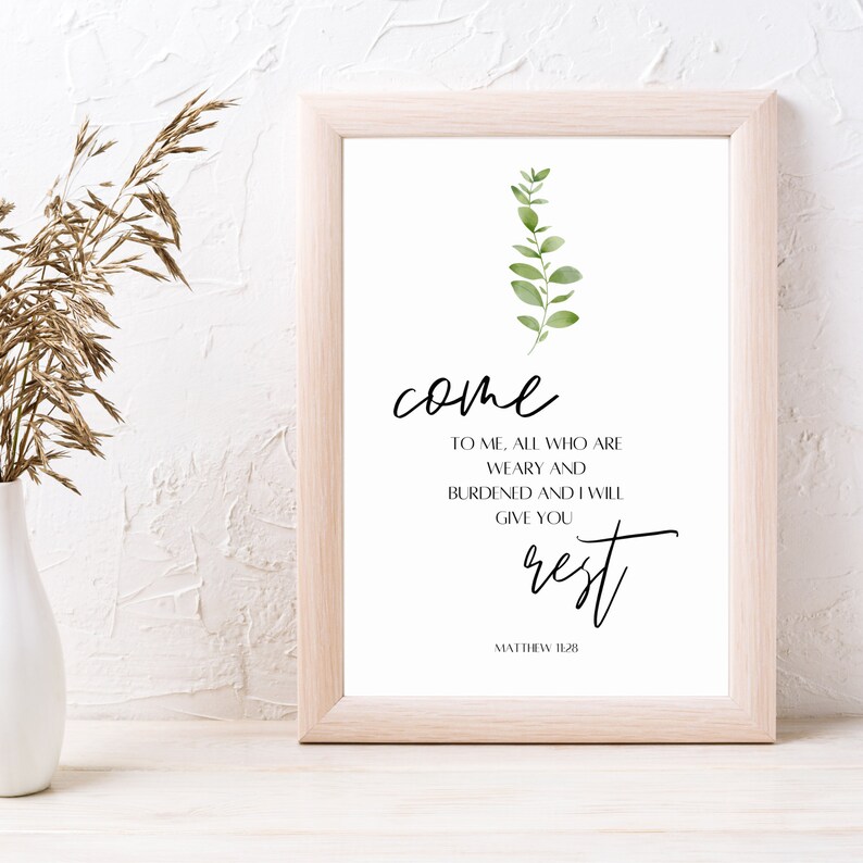 Matthew 11:28 Come to Me Bible Verse Wall Art Printable Minimalistic ...