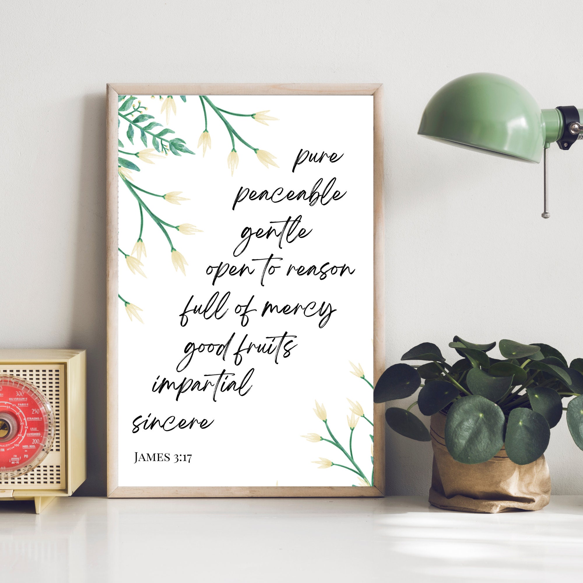 James 3:17 Wisdom Bible Verse Wall Art Printable Minimalistic Verse ...