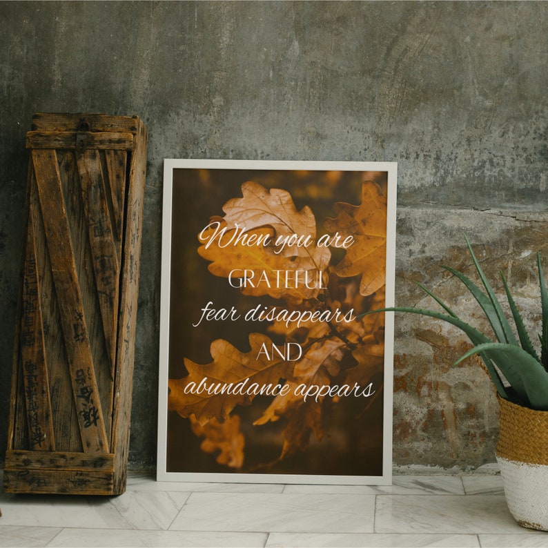Autumnal Wall Art Decor, Motivational Botanical Leaf Large Posters ...