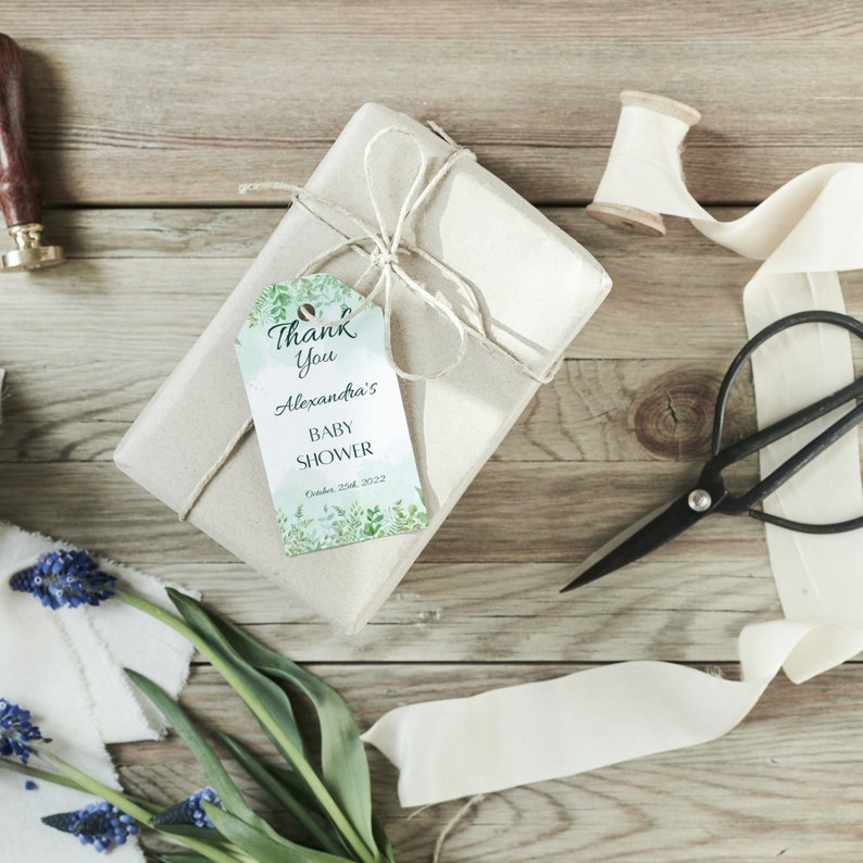 Editable Thank You Favor Tag Template, Instant Download Greenery Baby ...