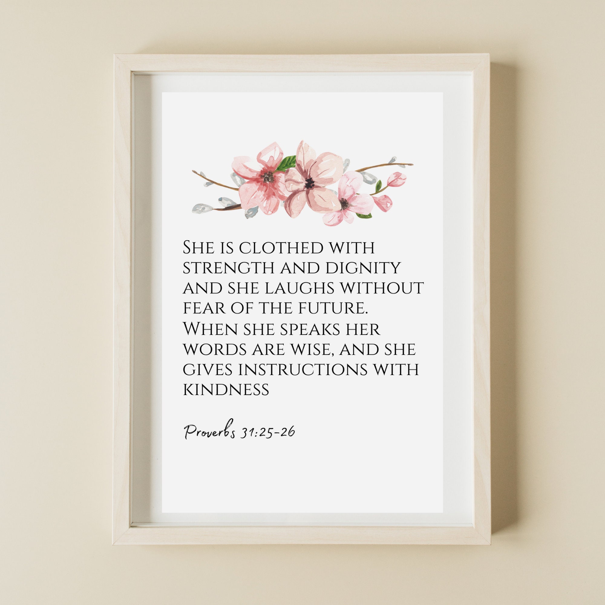 Proverbs 31:25-26 She is Clothed With Strength and Dignity Printable ...