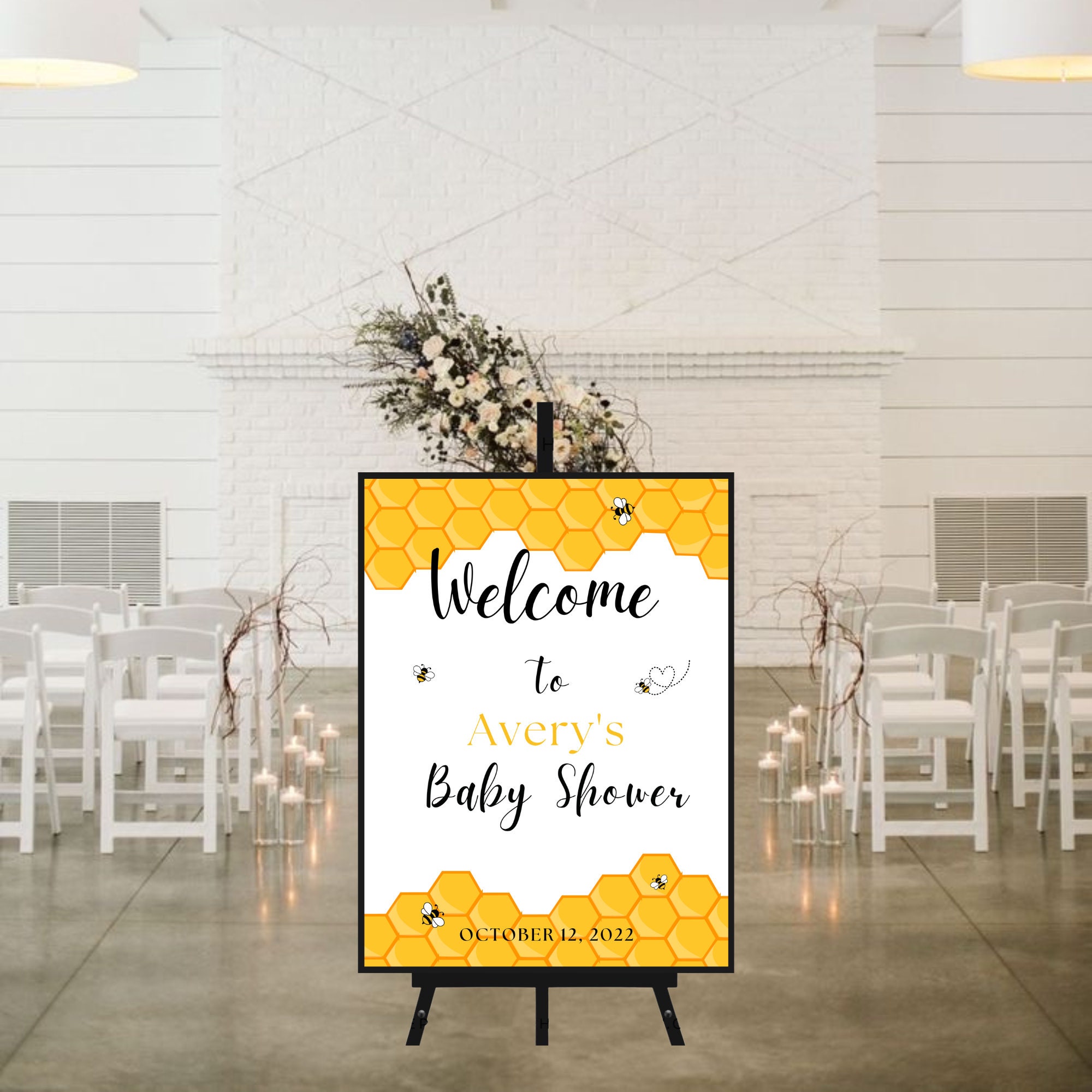 Bee Baby Shower Welcome Sign Bee Gender Reveal Mommy to Bee Welcome ...