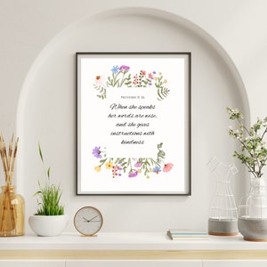 Proverbs 31:26 Bible Verse Wall Art Printable Scripture Mother's Day ...