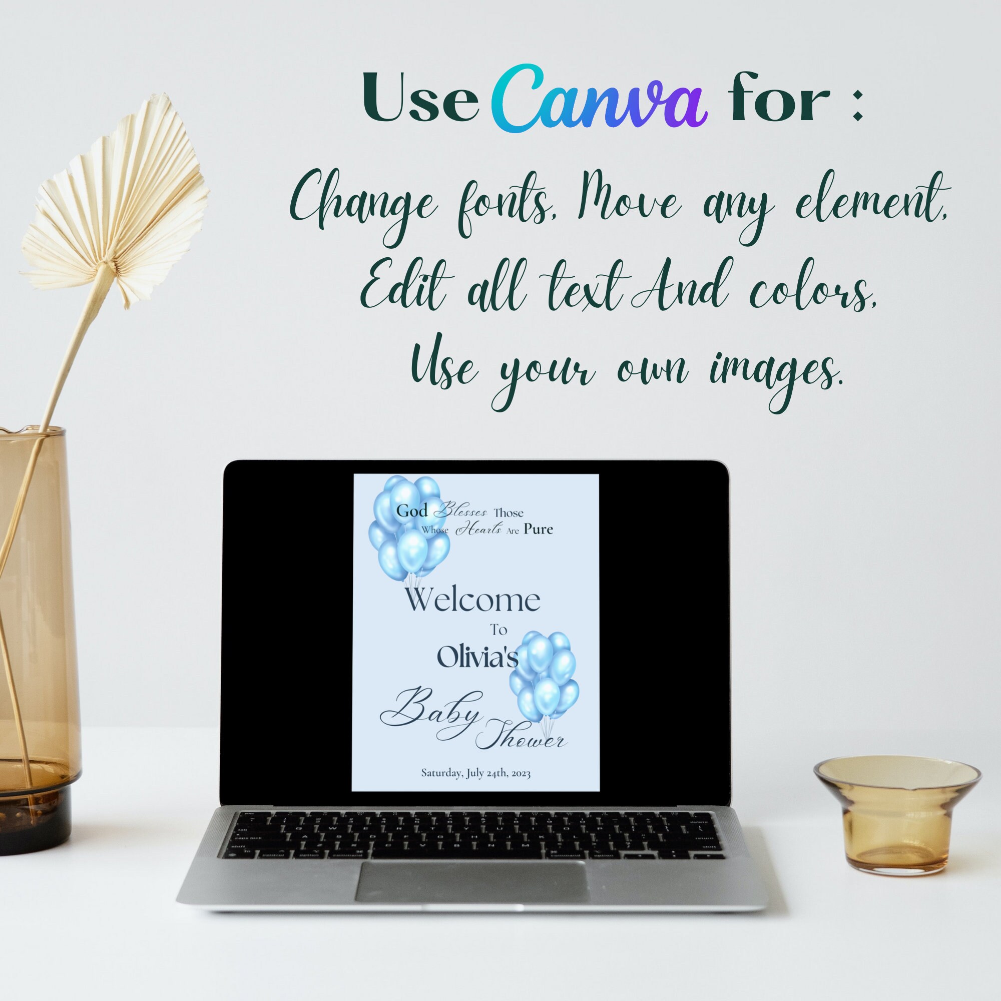 Baby Shower Welcome Sign Template, Blue Balloons Welcome Sign ...