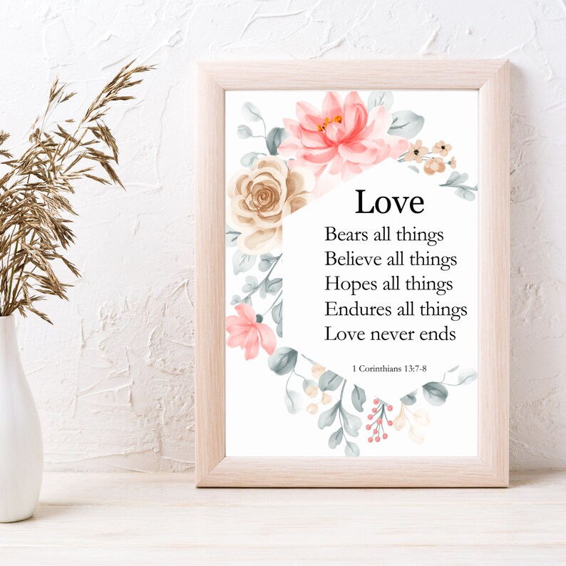 Floral Love Bible Verse Printable Wall Art (digital Download) - Etsy