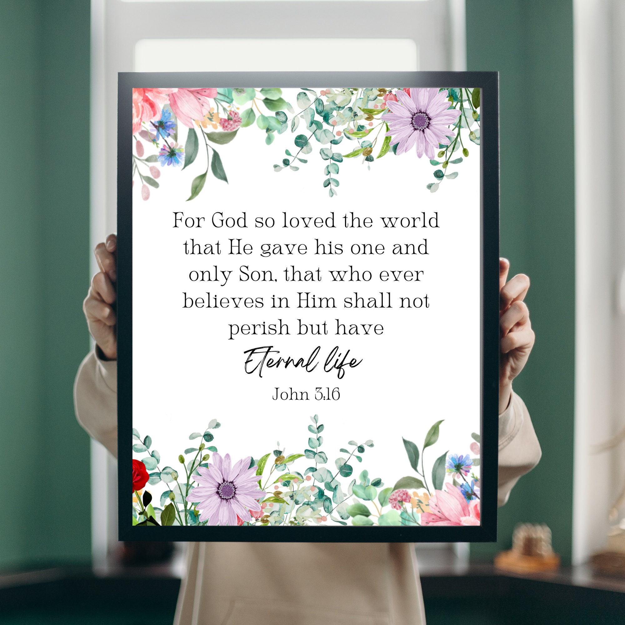John 3:16 for God so Loved the World Bible Verse Wall Art Printable ...