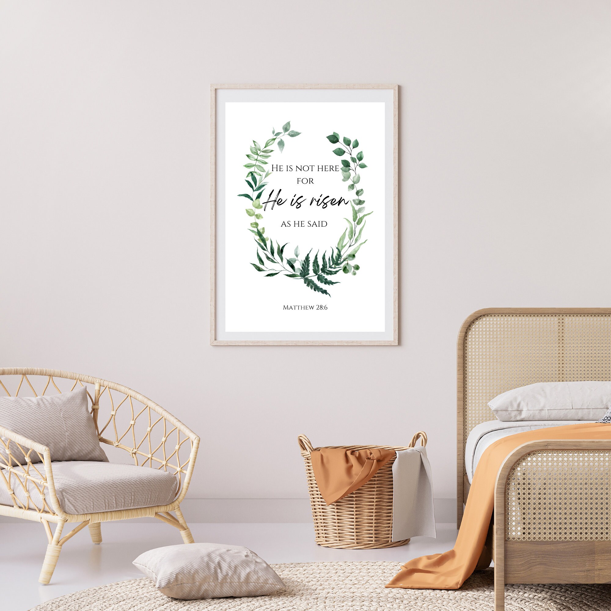 Matthew 28:6 He is Risen Bible Verse Printable Wall Art - Etsy