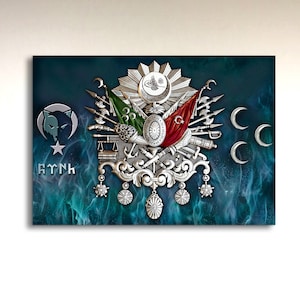 Ottoman Symbol, Gokturk Alphabet Turk Word, 3 Crescents and Wolf Symbol ...