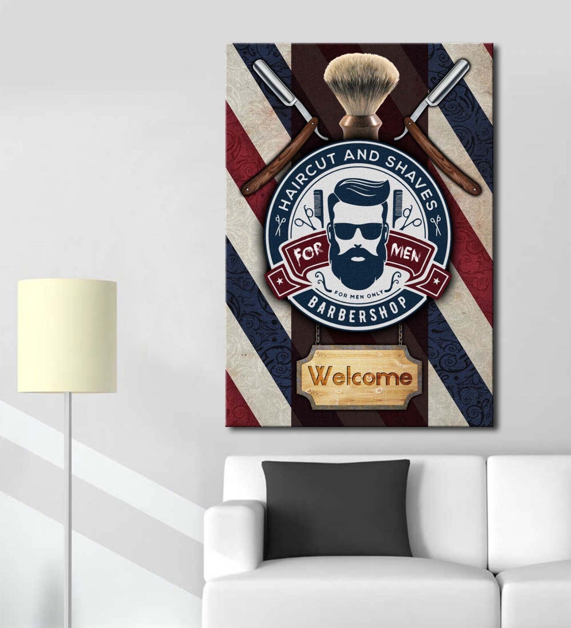 Retro Barber, Barbershop Decoration, Barbershop Canvas Wall Art ...