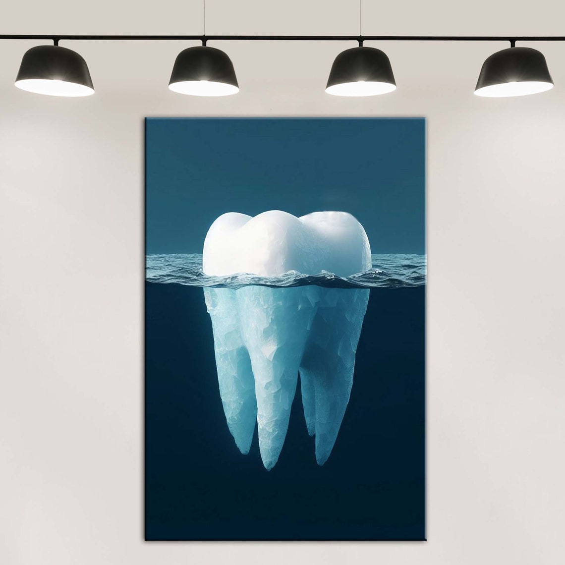 Tooth in Water Canvas Art, ICEBERG Tooth Abstract Dentist Art, Tooth ...
